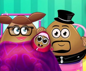 Pou Girl and the New Born Baby, la signora Pou deve Partorire